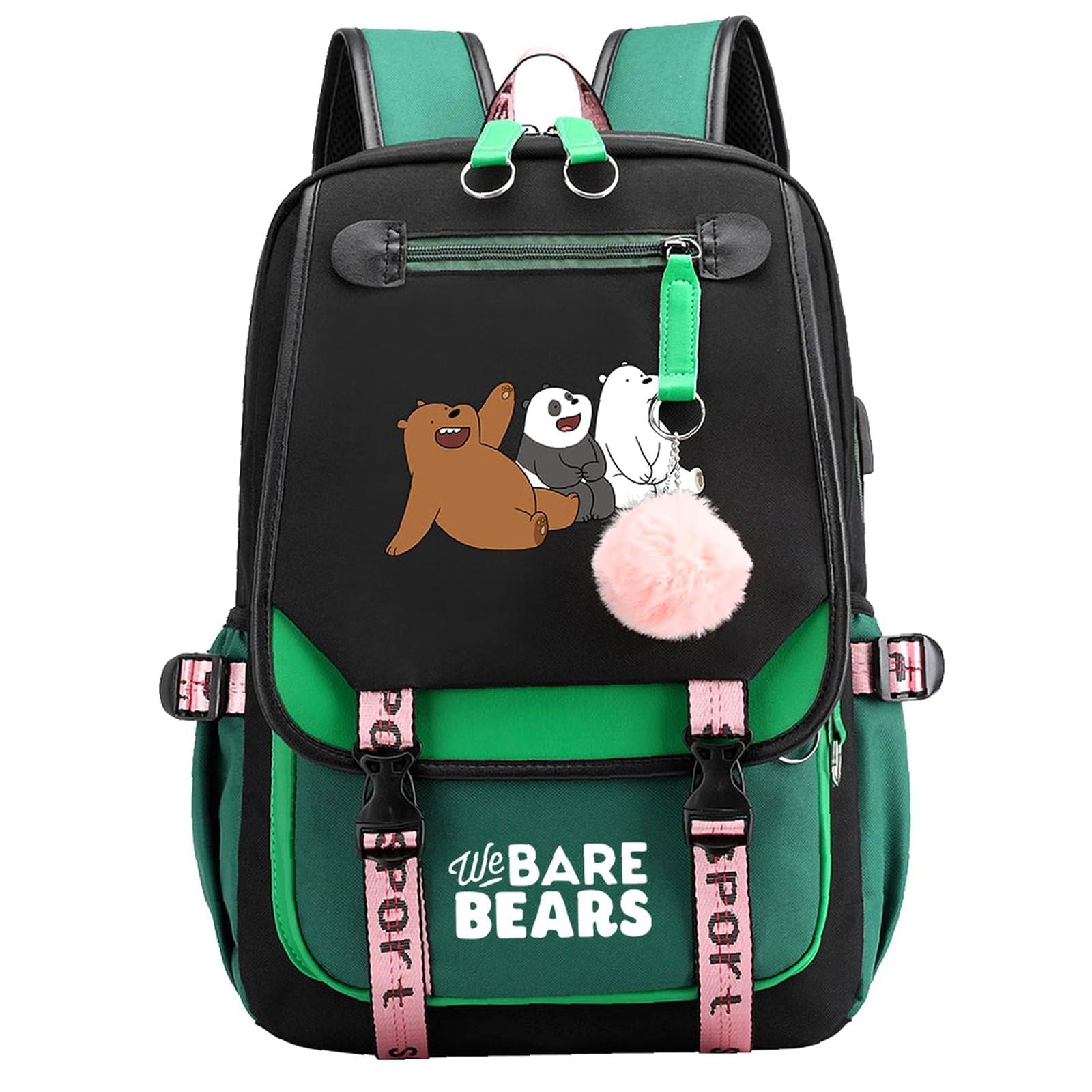 Weekyun We Bare Bears Clamshell Backpack with Cute Pockets for 15 ...