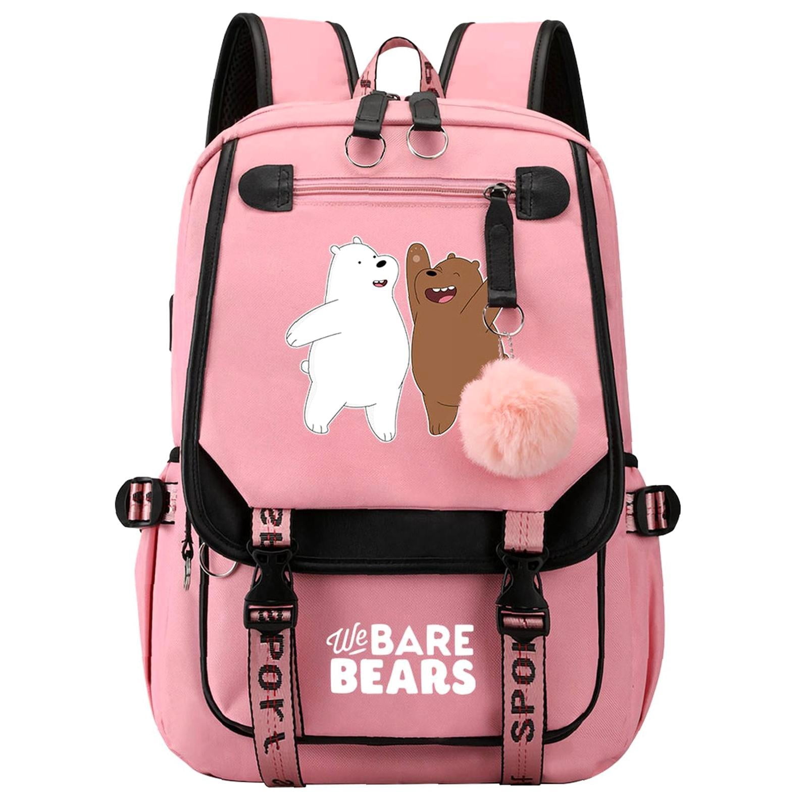 Weekyun We Bare Bears Cute Clamshell Backpack with Double Side Pockets ...
