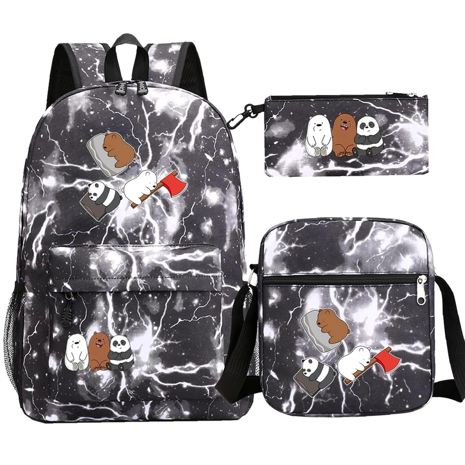 Weekyun We Bare Bears backpack Set - Cute 3-Piece Bag, Pencil Case ...