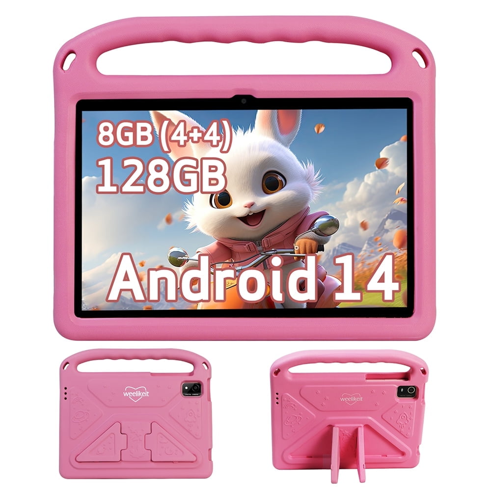 Weelikeit 10.1 inch Android 14 Tablet for kids, 8GB RAM 128GB up to 1TB by SD card, Octa-Core ...