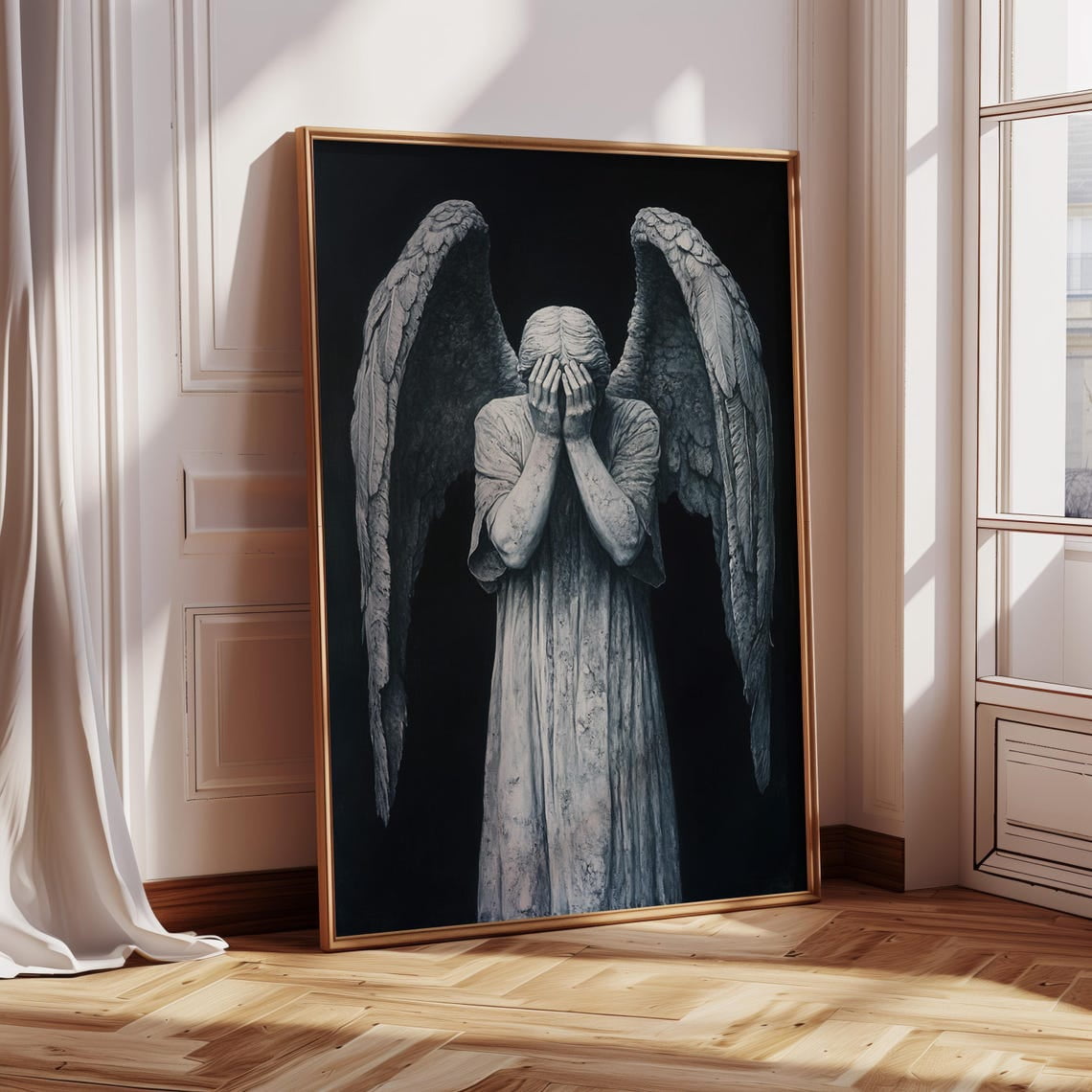 Weeping Angel Statue Gothic Angel Wall Art Dark Mourning Spirit Decor ...