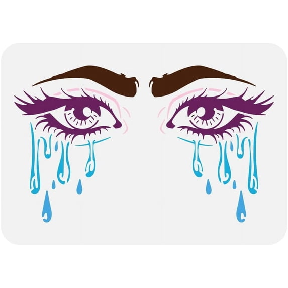 Weeping Eyes Painting Stencil 8.3x11.7inch Tearful Eyes Stencil ...