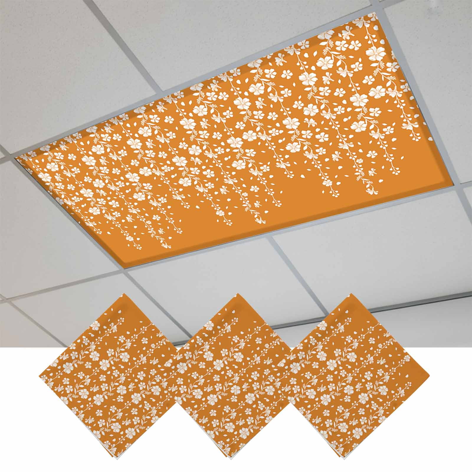 Weeping Flowers Fluorescent Light Covers, Orange Spring Floral ...