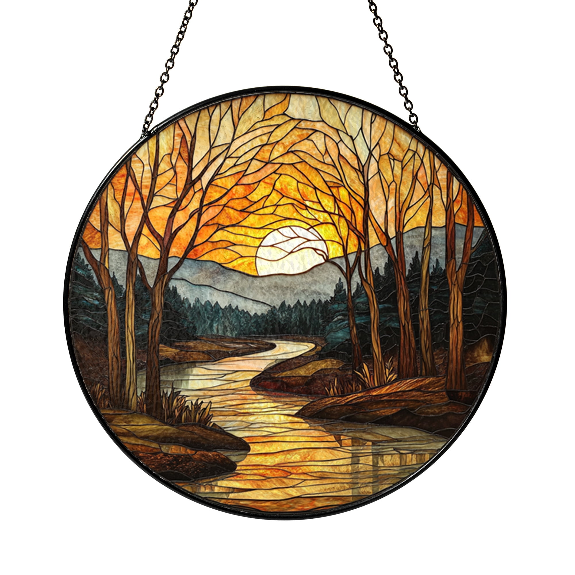 Weeping Willow Tree Round Suncatcher – Stained Glass Style Nature ...