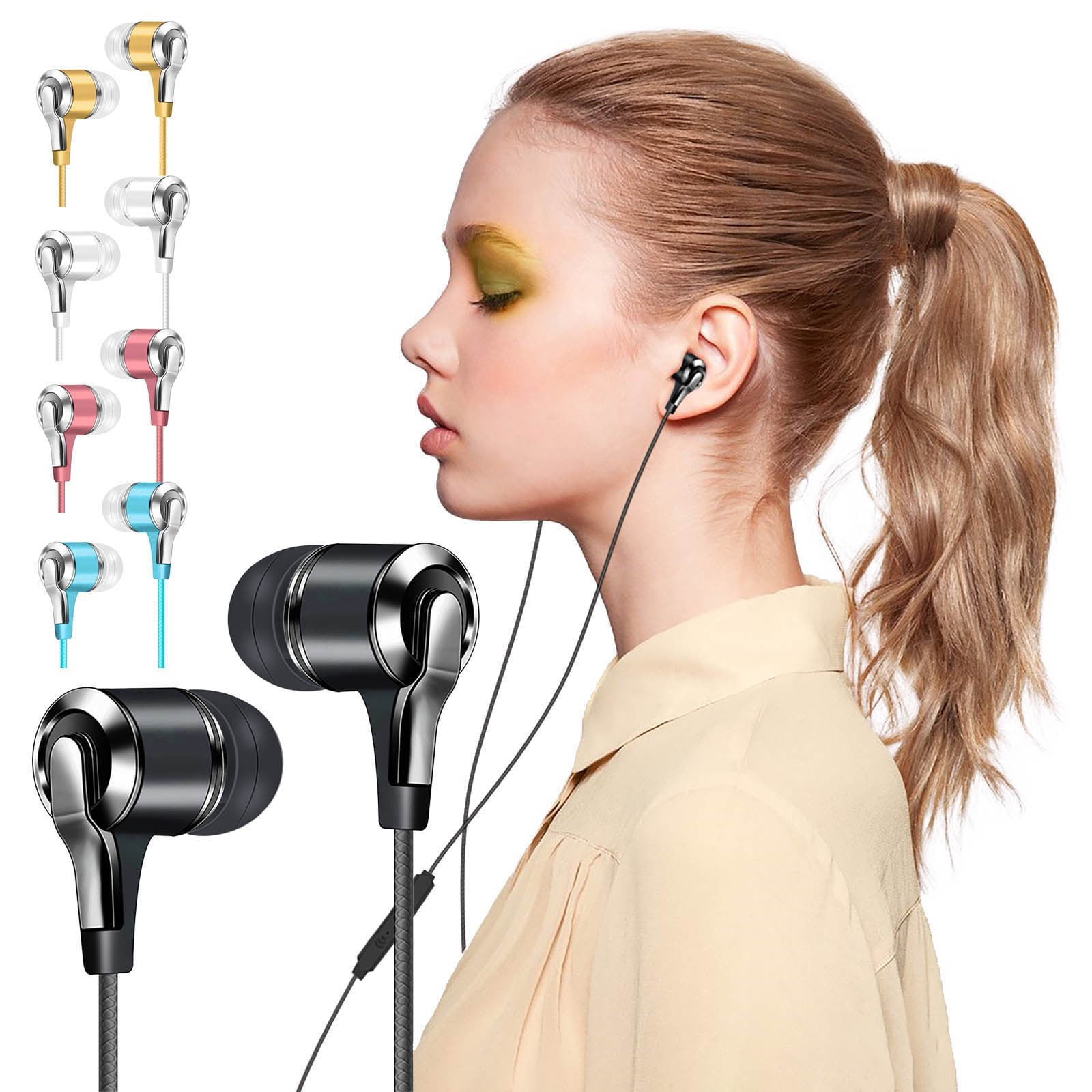 Weerihhol 5PC In-Ear Headphones With Mic, 3.5mm Wired Headphones For ...