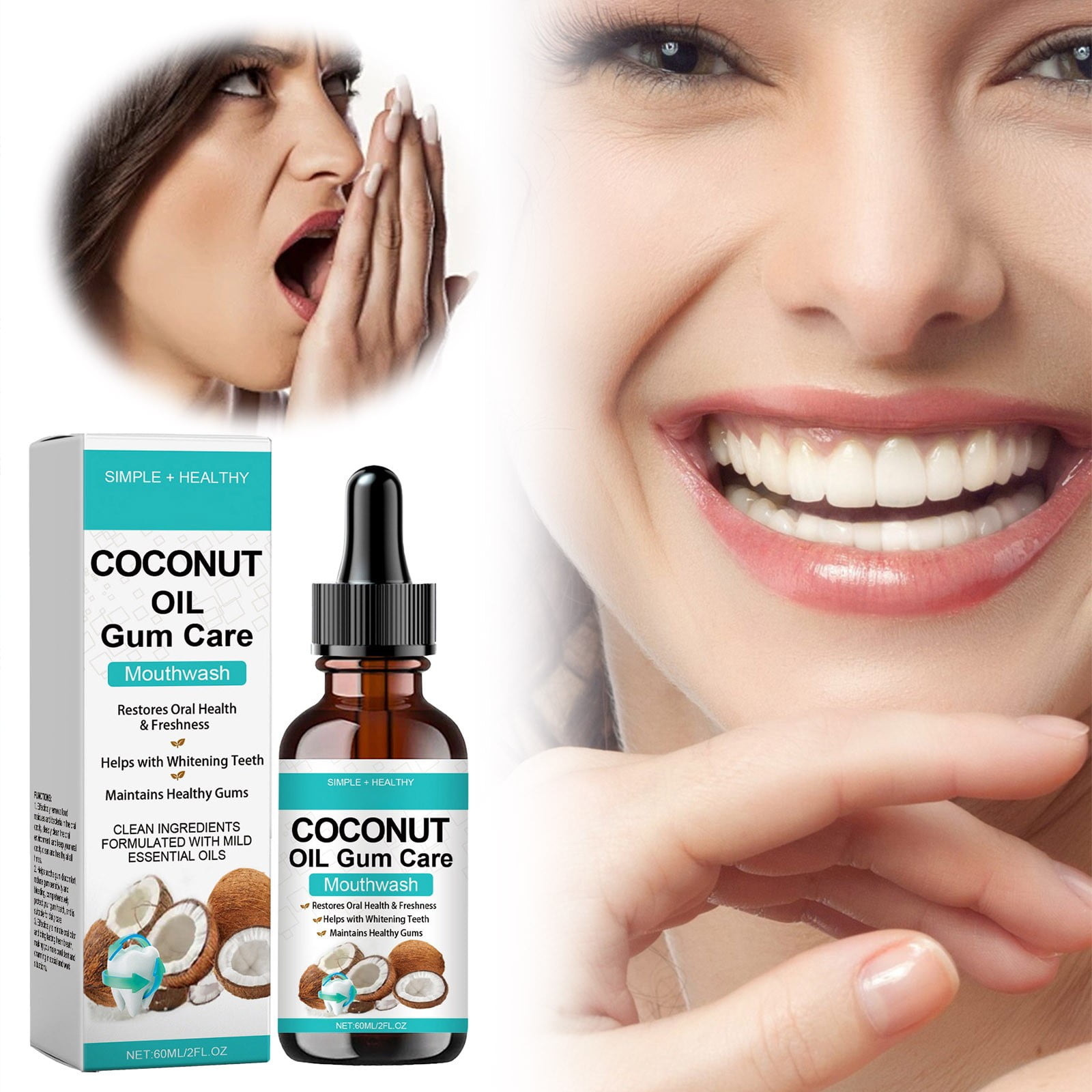 Weerihhol Coconut Oil Mouthwash Refreshing Breath Cleaning Stains Daily ...