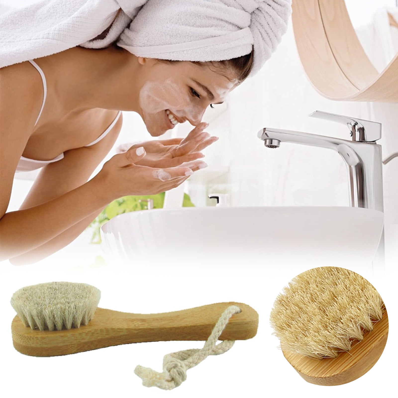 Weerihhol Handle Dry Facial Cleansing Brush With Natural Soft Face ...
