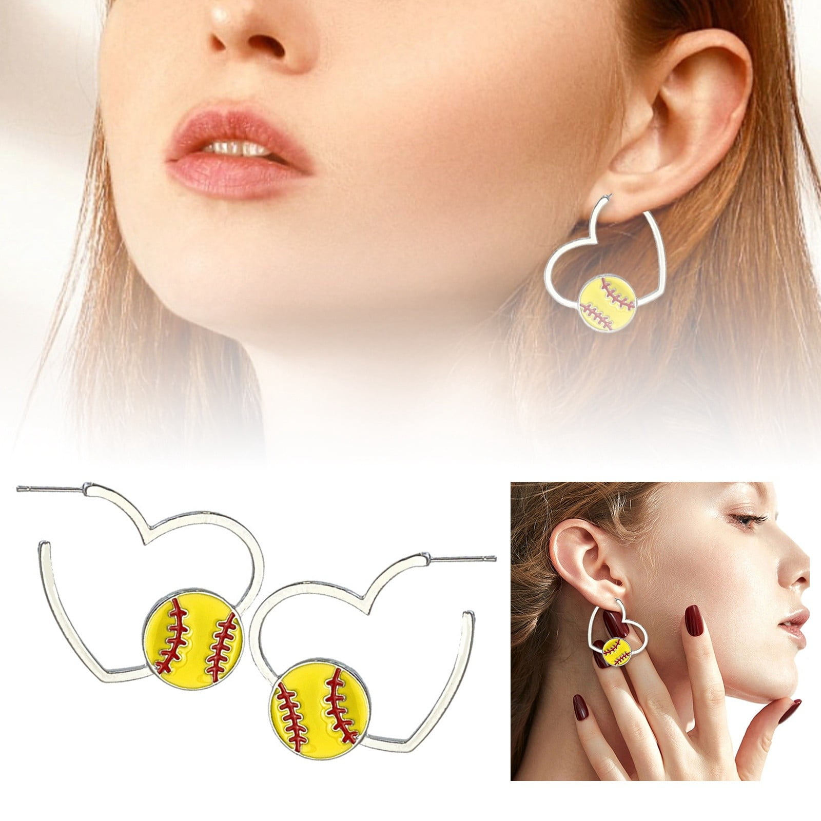 Weerihhol Metal Olive Sport Themed Large Hoop Earrings For Basketball ...