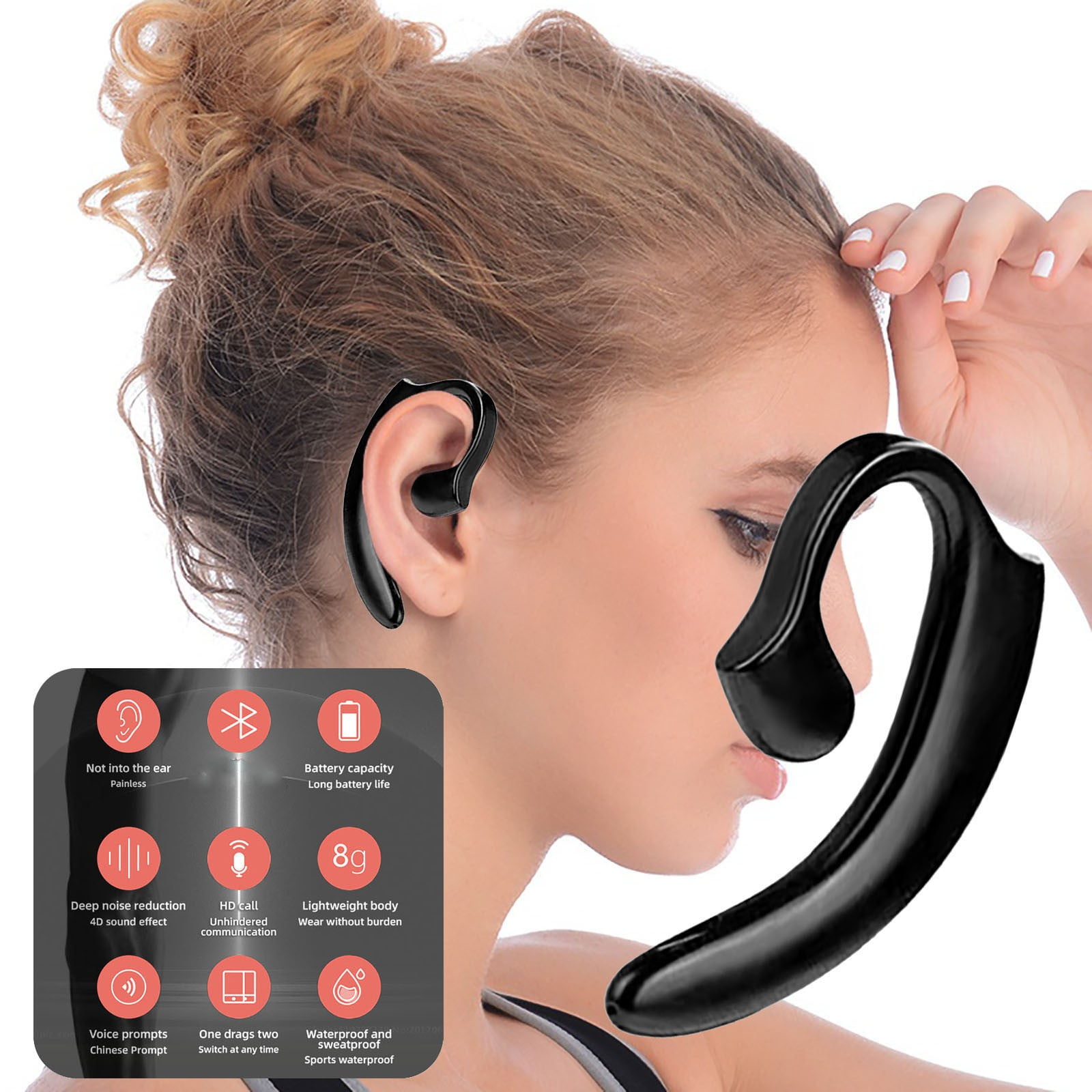 Weerihhol Wireless Headset Bone- Conduction Earhook Headset, Stereo ... Weerihhol Wireless Headset Bone- Conduction Earhook Headset, Stereo ...