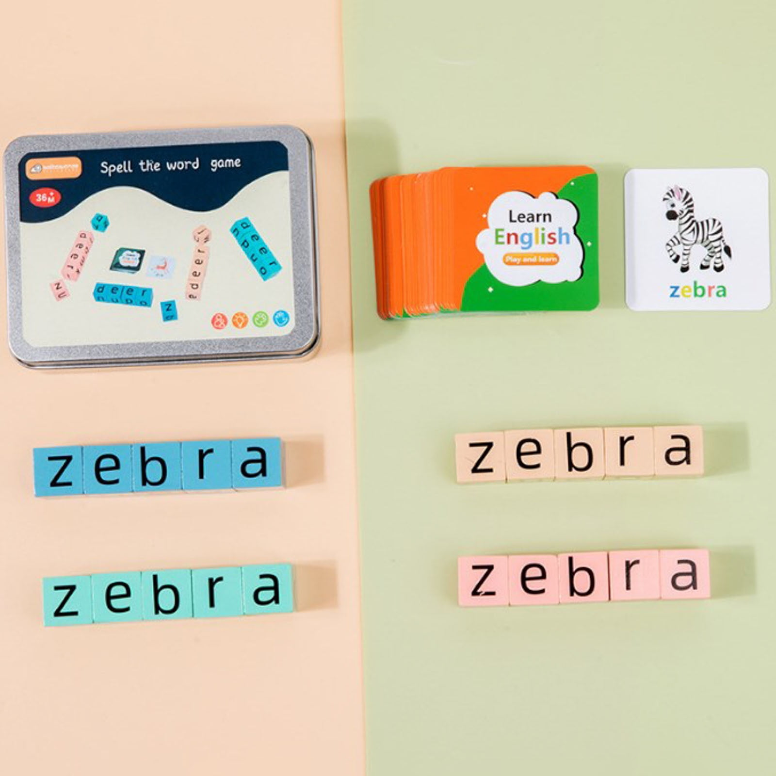 Weerihhol Wooden Card Word Spelling Toys Early Educational Toys Funny ...