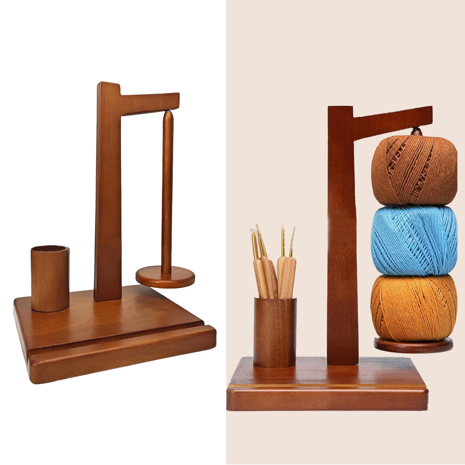 Weerihhol Wooden Yarn Holder With Phone Stand Wooden Yarn Spool Rack ...