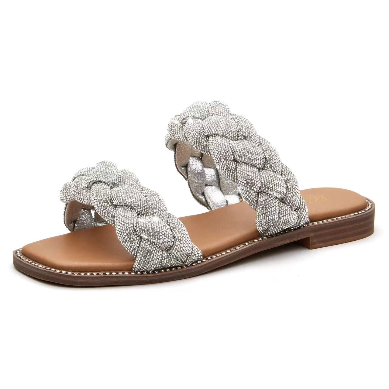 Weestep Women Braided Flat Slip on Slide Sandal - Walmart.com