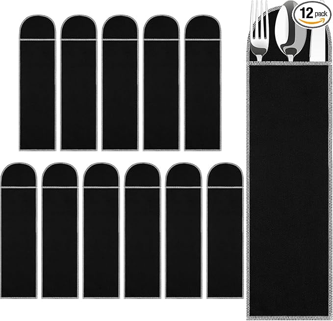 Weewooday 12 Pieces Silver Storage Bags Flatware Storage Silverware ...