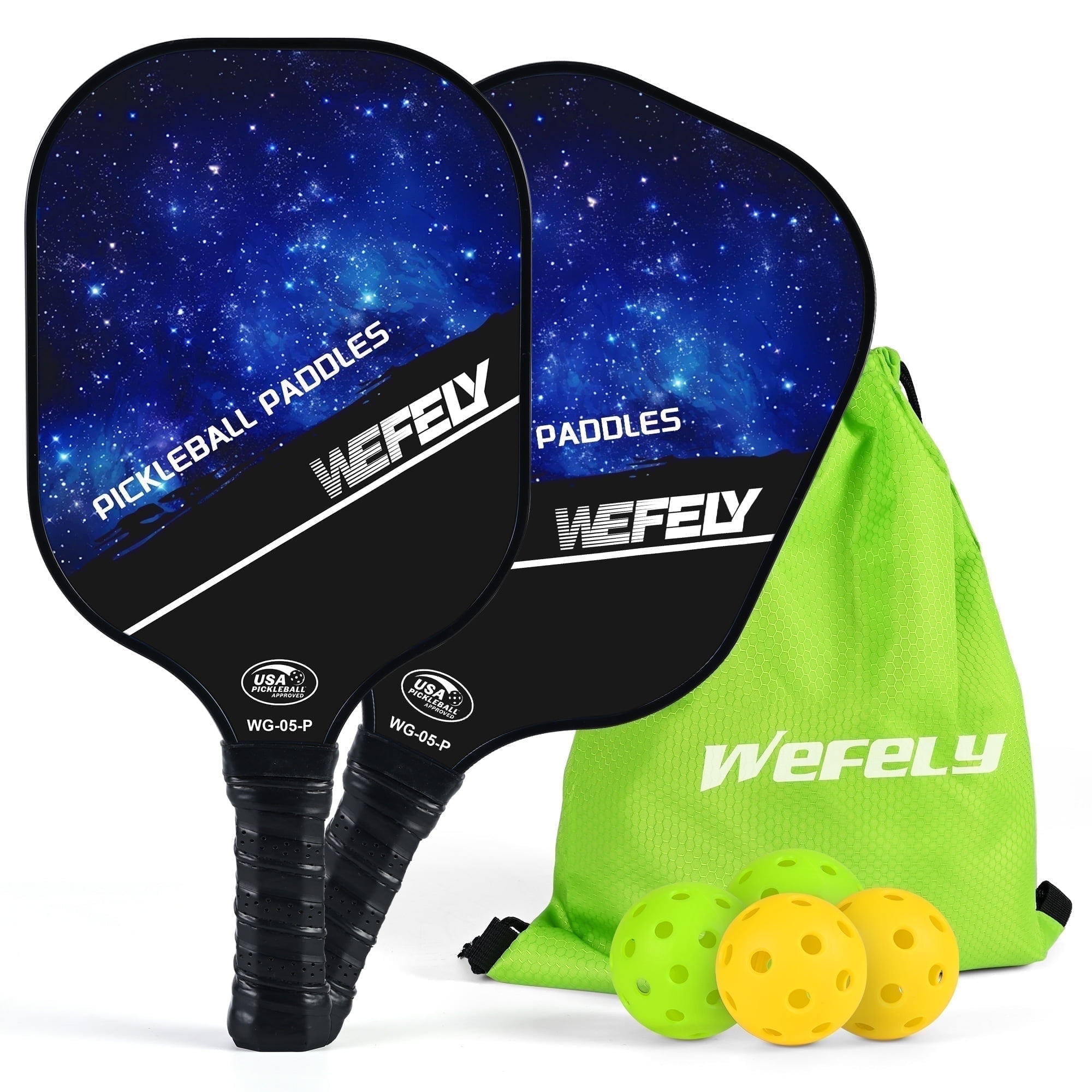 Wefely Pickleball Paddles Set of 2, USAPA Approved Fiberglass Surface ...