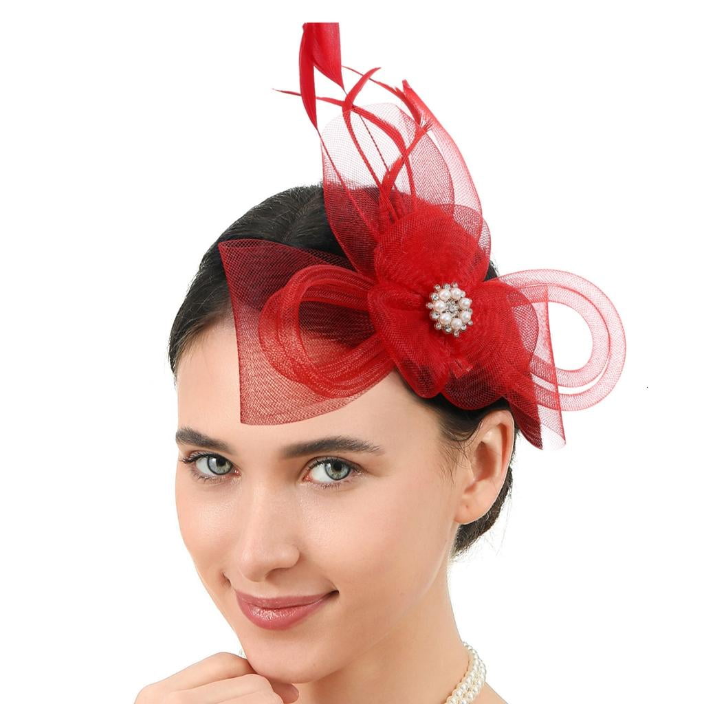 Weflink Cocktails Feathered Fascinator Hat Headpiece with Featherd and ...