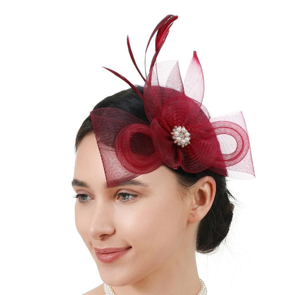 Weflink Cocktails Feathered Fascinator Hat Headpiece with Featherd and ...