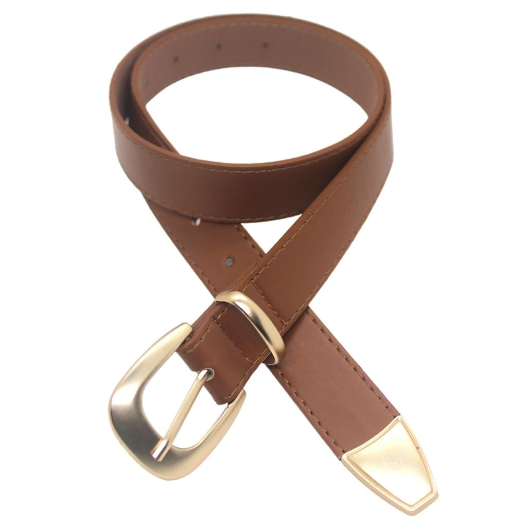 Weflink Golden Trim Three Clasp Head Design Waist Band PU Sash Belt For ...