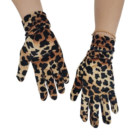 Weflink Unisex Leopard Print Gloves Warm Durable Fabric Perfect For ...