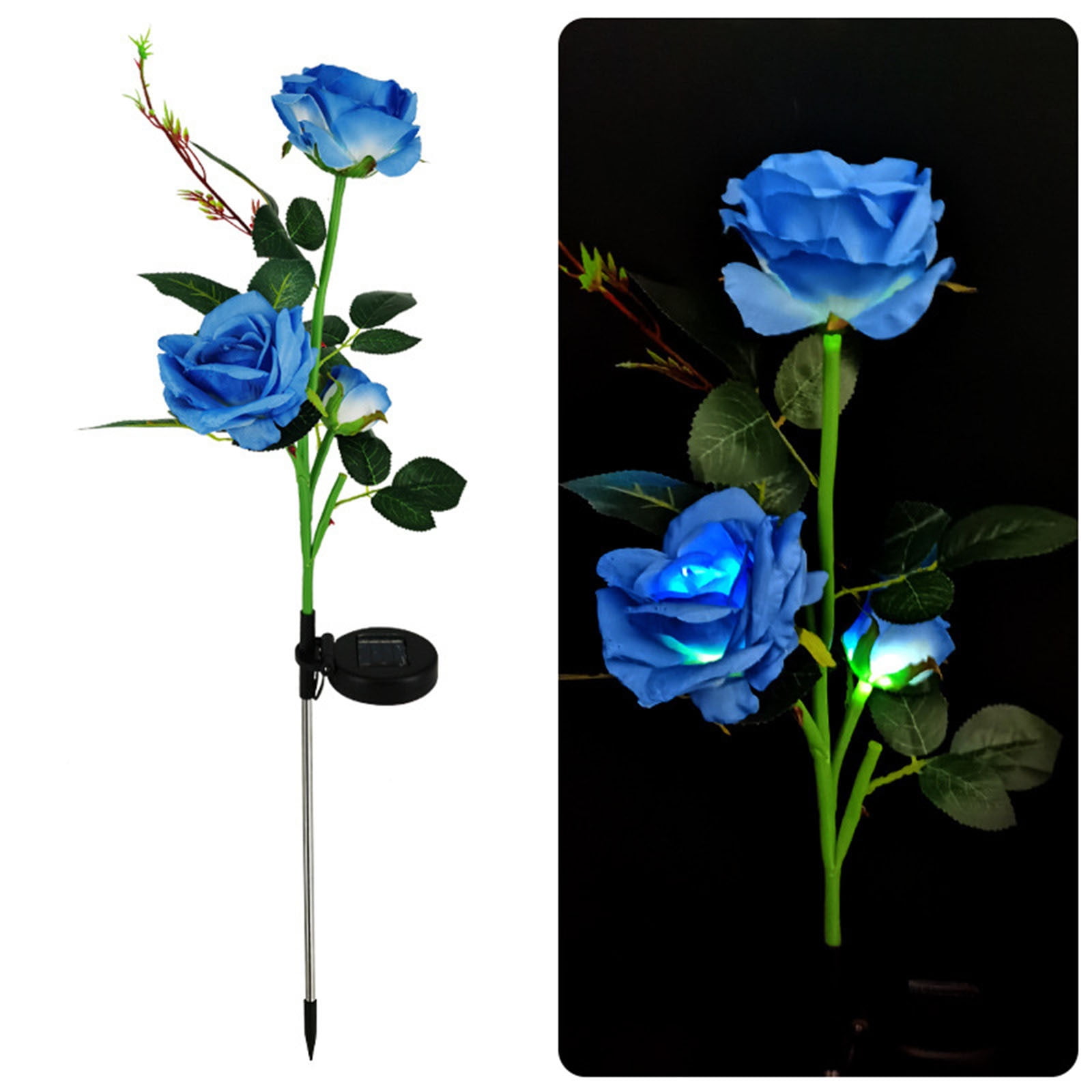 Wefuesd Artificial Flowers 3 Head Solar Led Decorative Outdoor Lawn ...