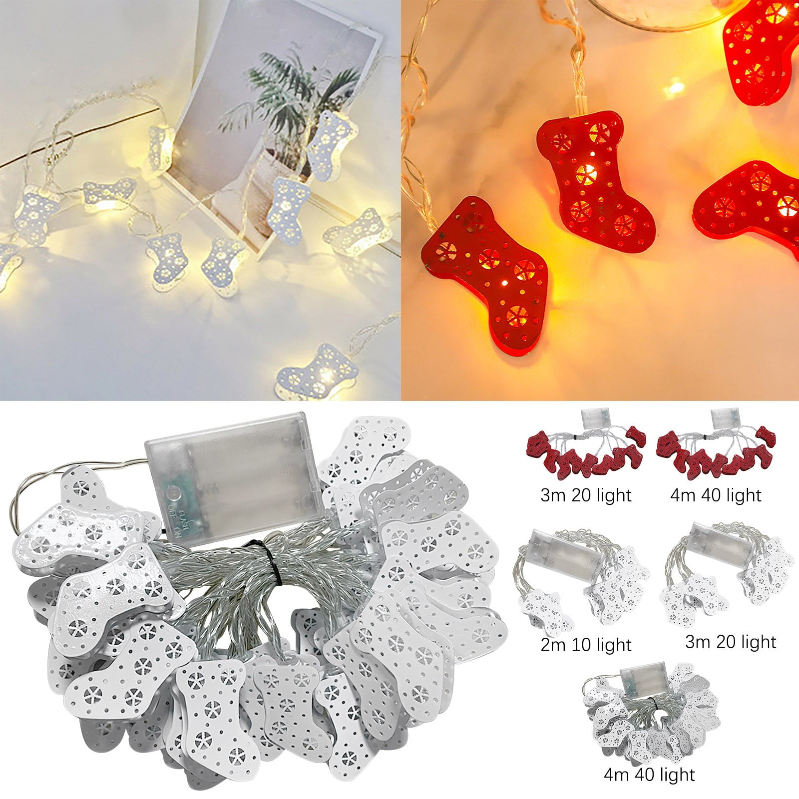 Wefuesd Christmas Socks String Lights Battery Box String Lights 2 ...