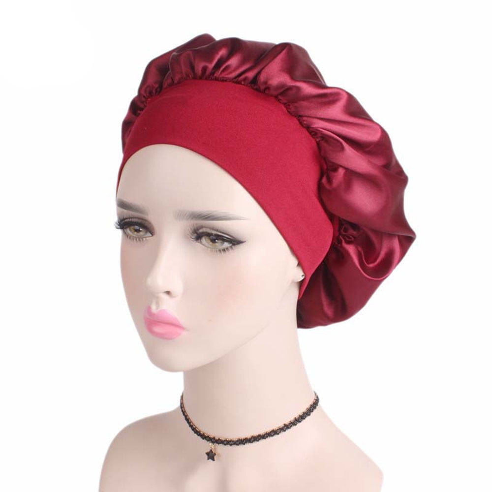 Wefuesd Women'S Satin Solid Wide-Brimmed Hair Band Sleep Cap ...