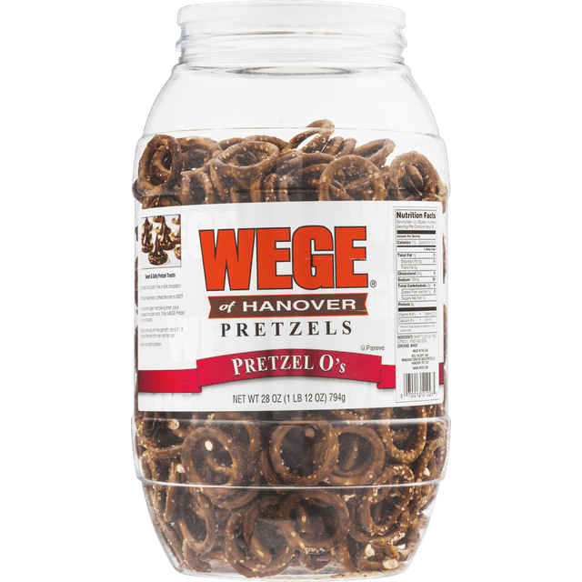 Wege's Old Fashioned Circle Pretzel O's, 28 Oz. Barrel, Round Salted ...