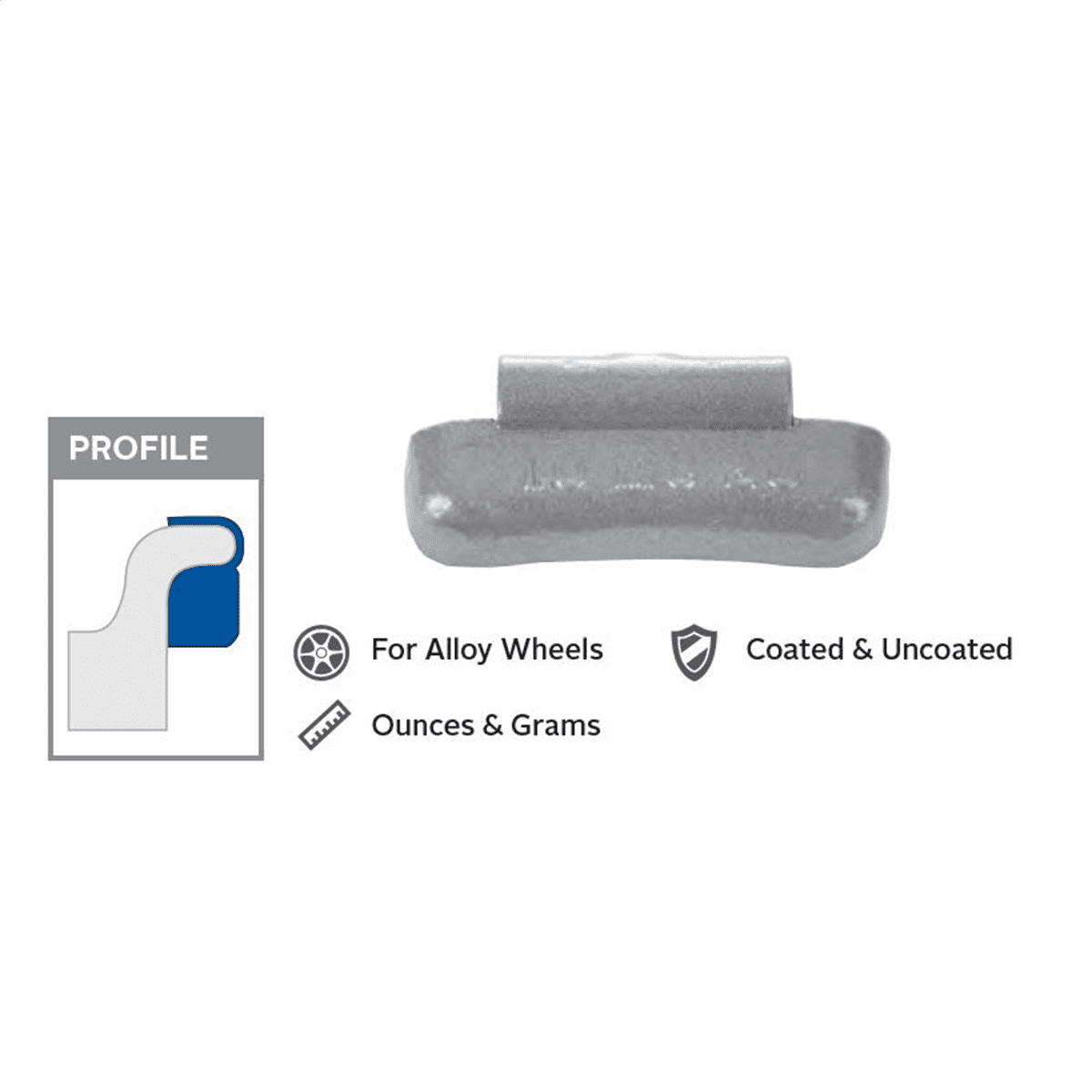 Wegmann 0.75 oz Lead Uncoated Clip-on MC Yellow Series Wheel Weight ...