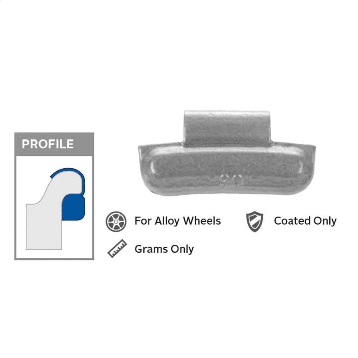 Wegmann Auto 50 g Lead Coated Clip-on FN Orange Series Wheel Weight ...