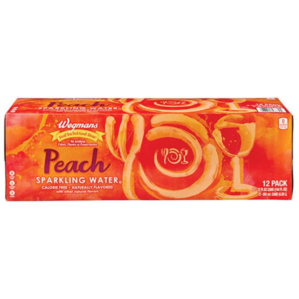 Wegmans Peach Sparkling Water, 12 fl oz Cans 12 Pack - Walmart.com