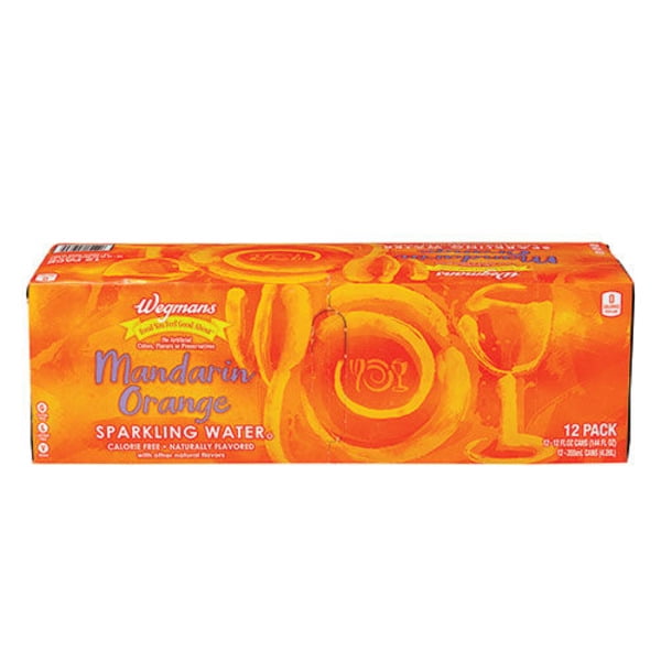 Wegmans Sparkling Water Mandarin Orange, 12 fl oz Cans 12 Pack ...