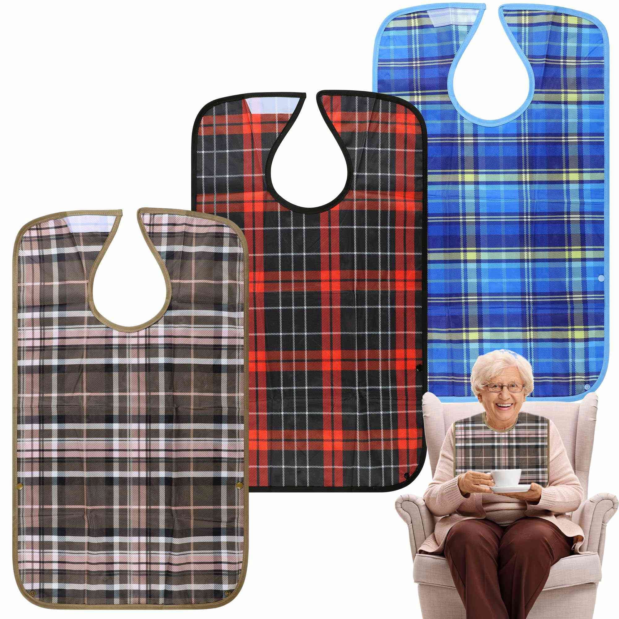 Wegreeco 3 Pack Adult Bibs with Plaid Waterproof Clothing Protector, 3 ...