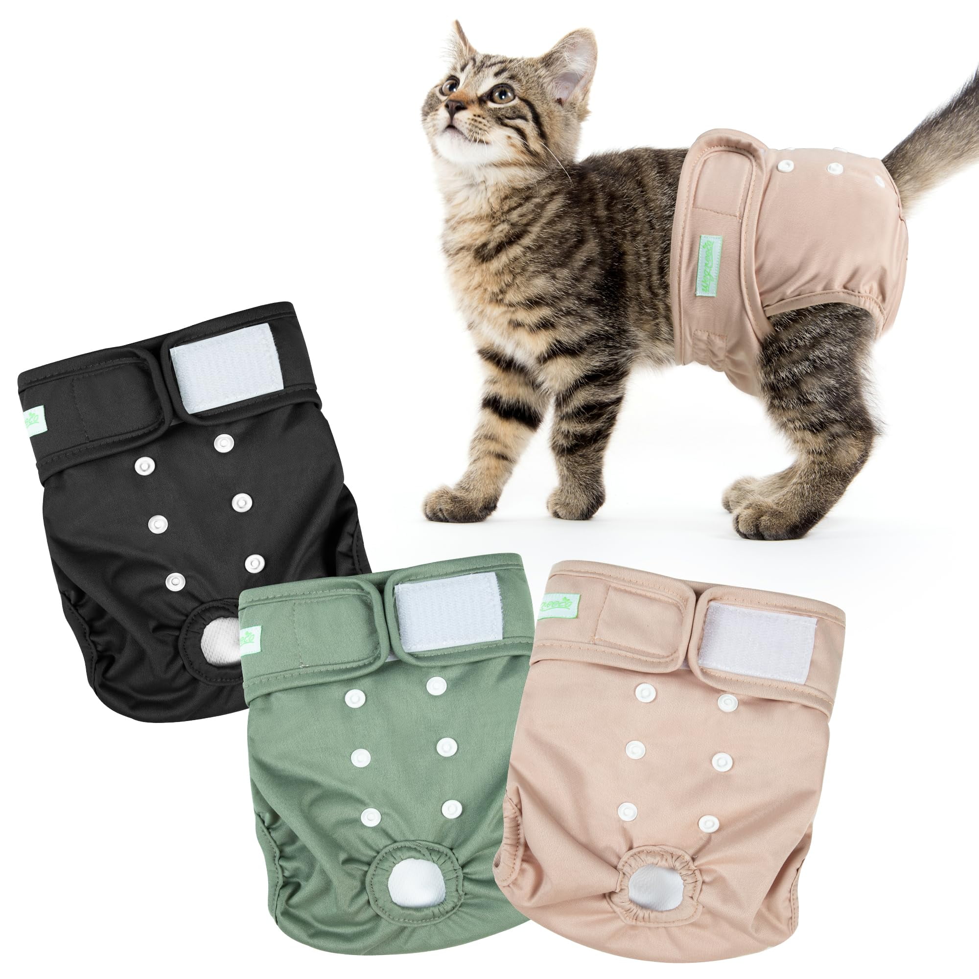 Wegreeco Cat Diapers, Cat Diapers for Female Male Cats, Reusable Kitten ...