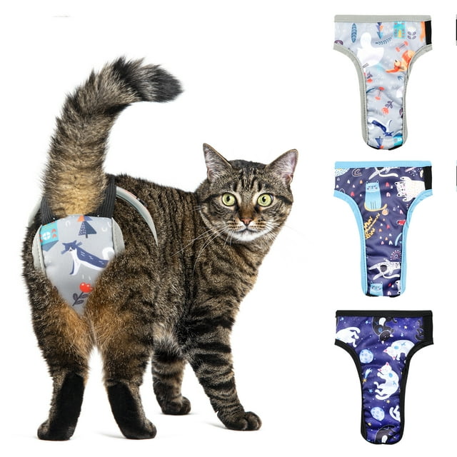 Wegreeco Cat Diapers for Female and Male Cats,Reusable Pet Kitten ...