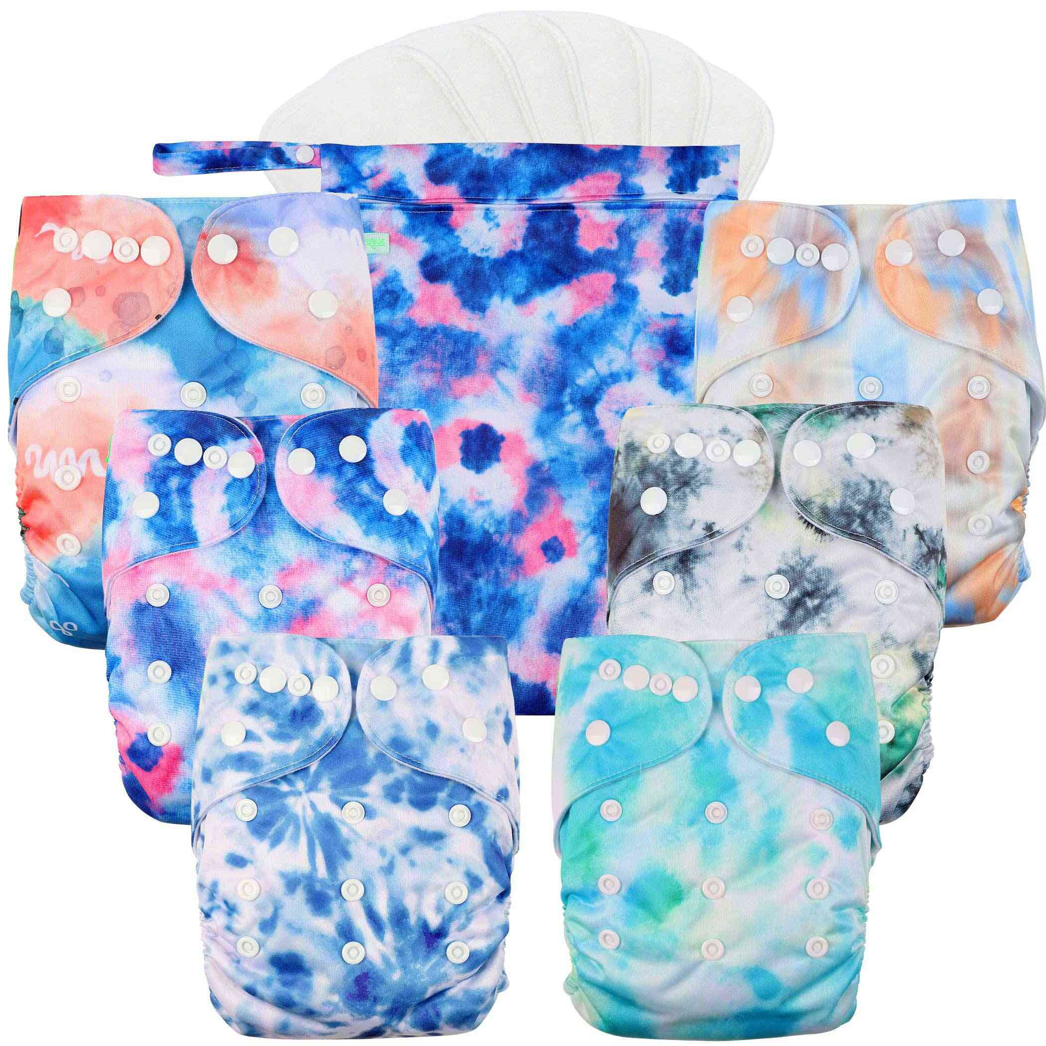 Wegreeco Washable Reusable Baby Cloth Pocket Diapers 6 Pack + 6 Bamboo ...