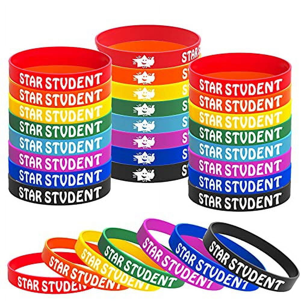 Wehhbtye 24PCS Student Wristbands-Color Student Silicone Bracelets,Star ...