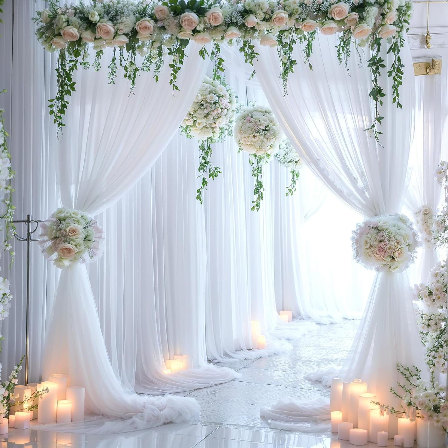 Wehilion Backdrop Curtain for Parties Sheer Tulle Backdrop Drapes for ...