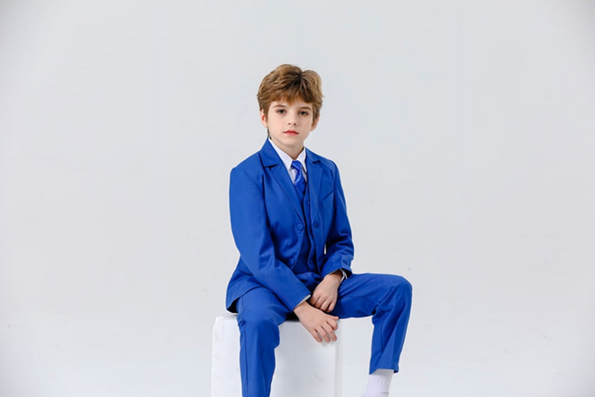 Wehilion Boy Slim Fit Suit Kids Formal Suits for Boys Jacket Vest Pants ...