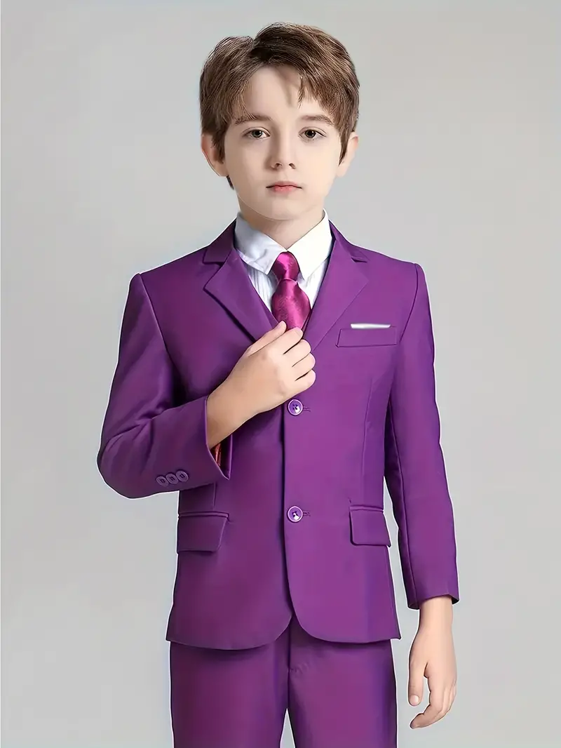 Wehilion Boys Jacket Slim Fit Kids Wedding Outfit Boys Blazer Up Size ...