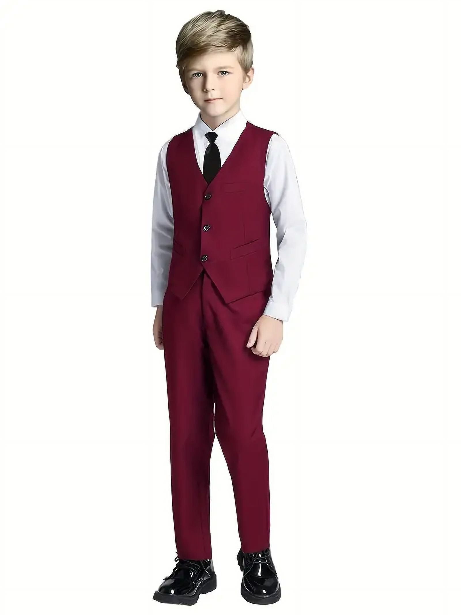 Wehilion Boys Suit 4PC Baby Suits Wedding Party Vest Suit Set Little ...