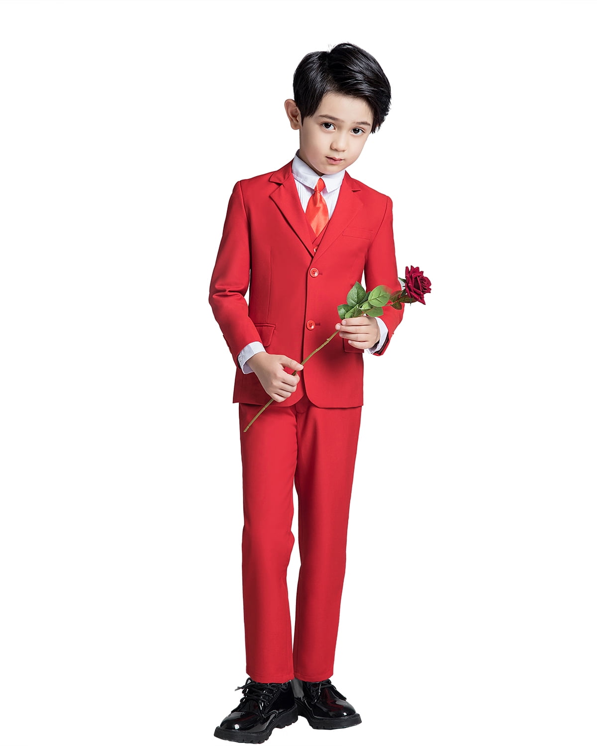 Wehilion Boys Suits 5 Piece Set Slim Colorful Formal Fit Red Kids ...