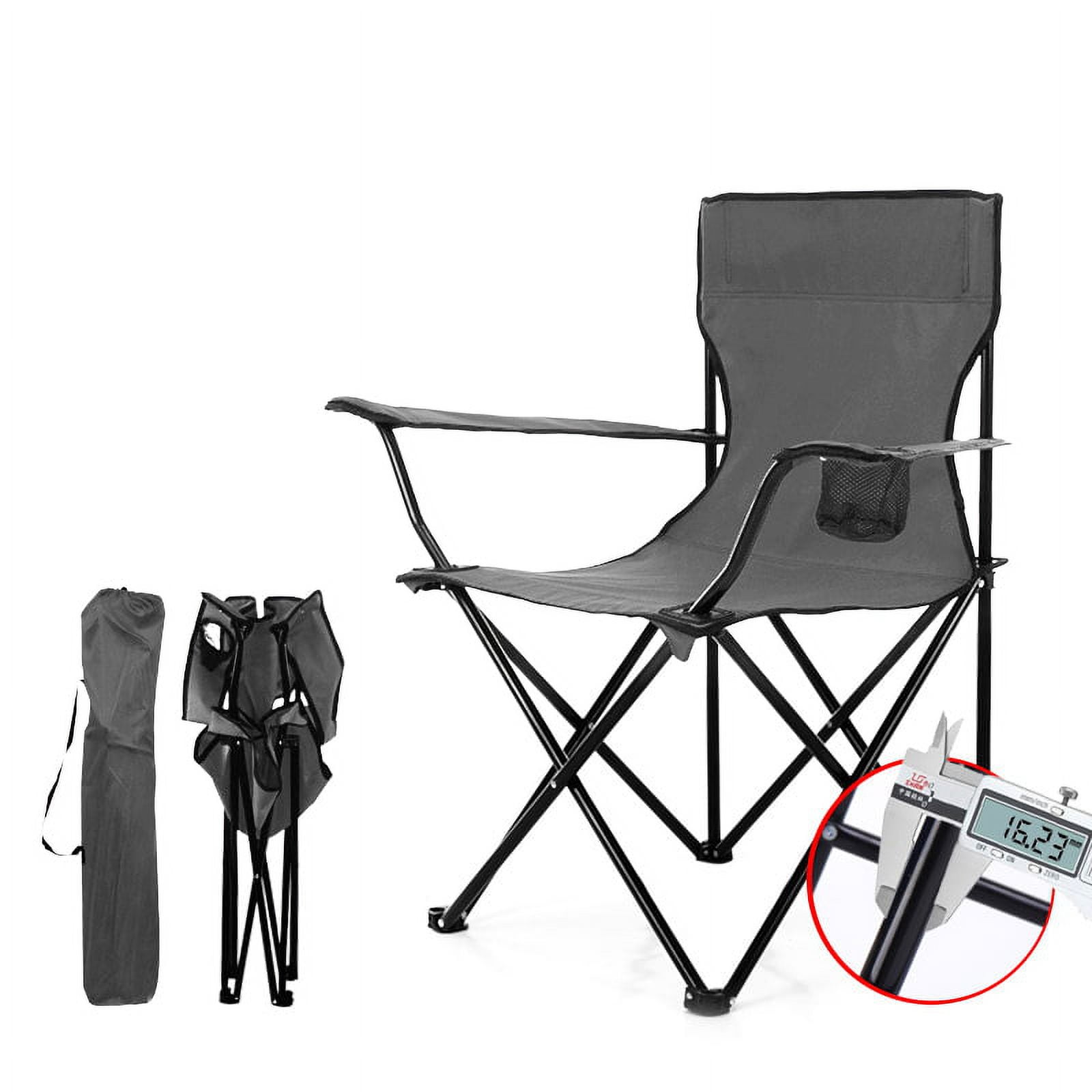 Wehilion Lightweight Folding Camping Chair, Durable Gray Outdoor Lawn ...