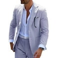 Wehilion Men Suits Summer 2 Pieces Seersucker Suit Pinstrip Casual 2 ...