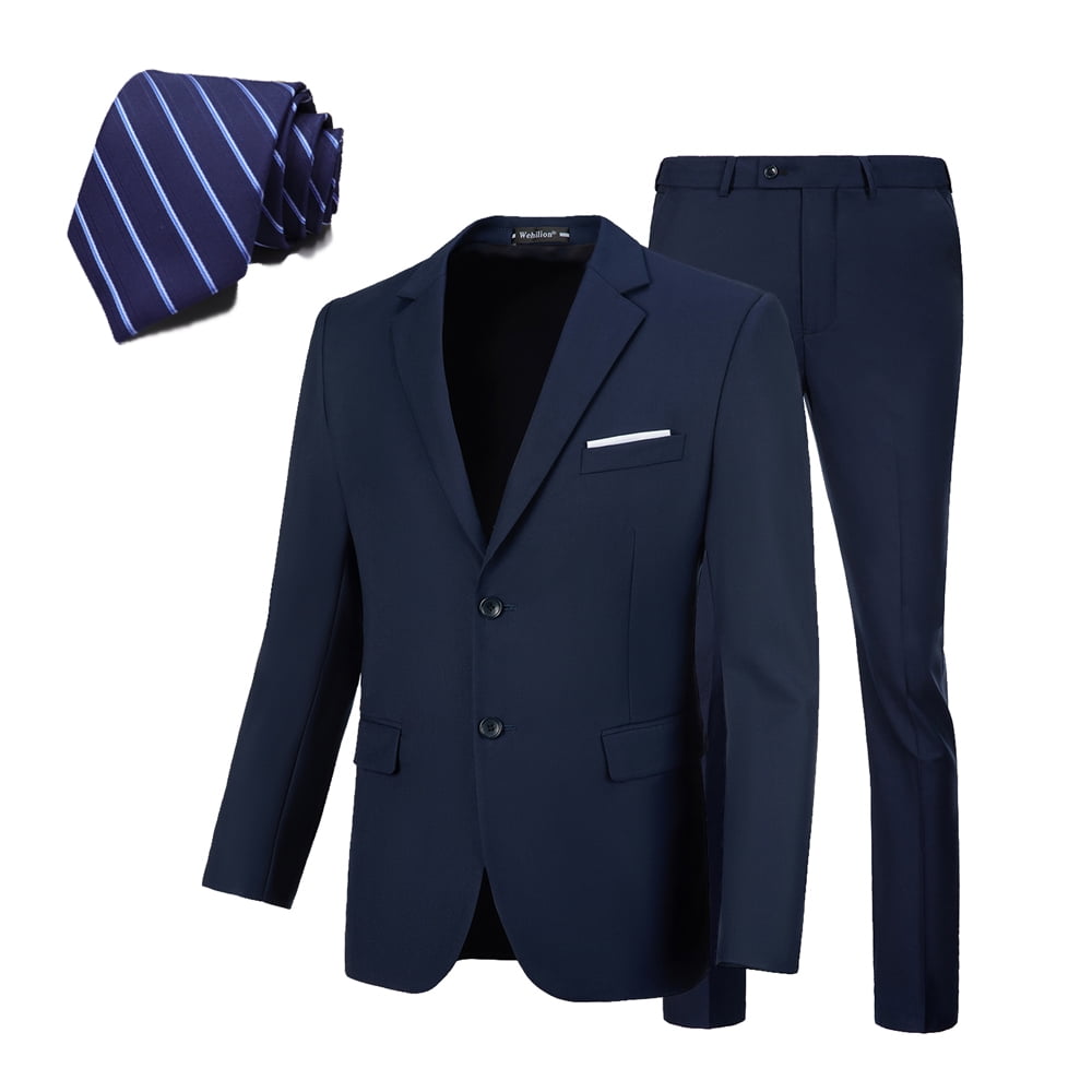 Wehilion Men's 4Pcs Big and Tall Solid Suit Set Jacket Wedding&business ...