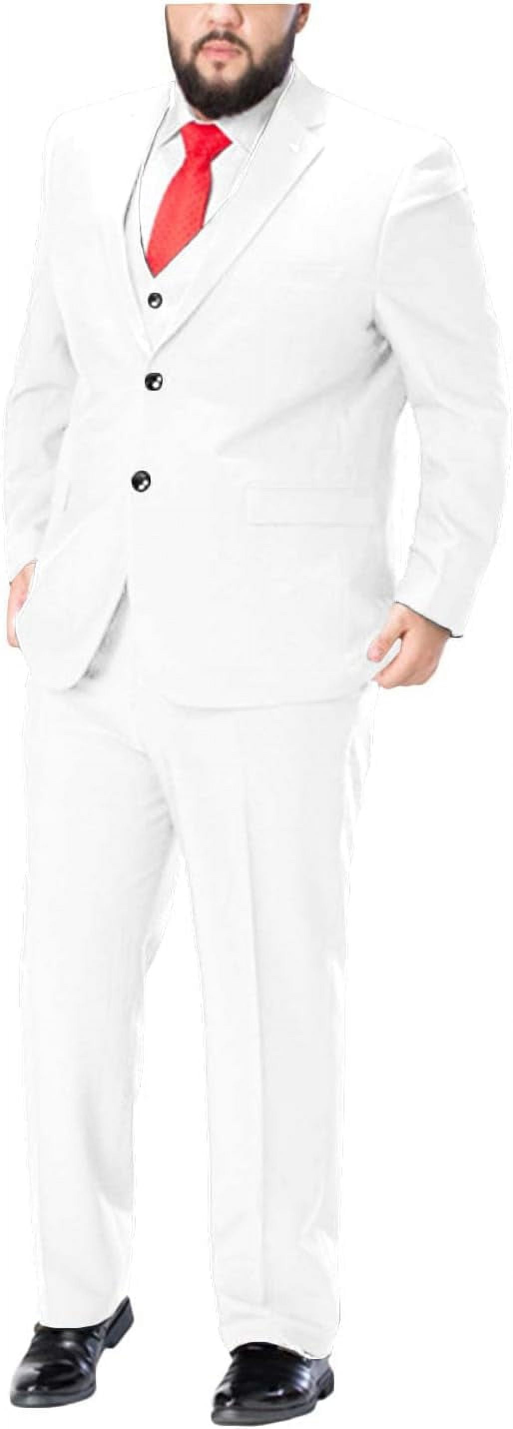 Wehilion Men's Formal Big Tall 3 Pieces Suit 2 Buttons Wedding Jacket ...