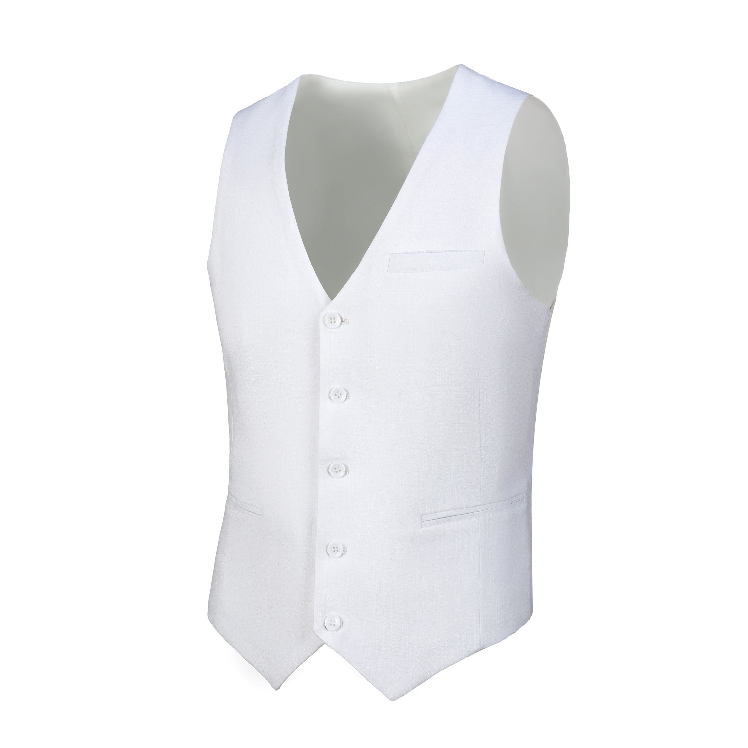 Wehilion Men's White Suit Vest, Formal Waistcoat with 3 Pockets for ...