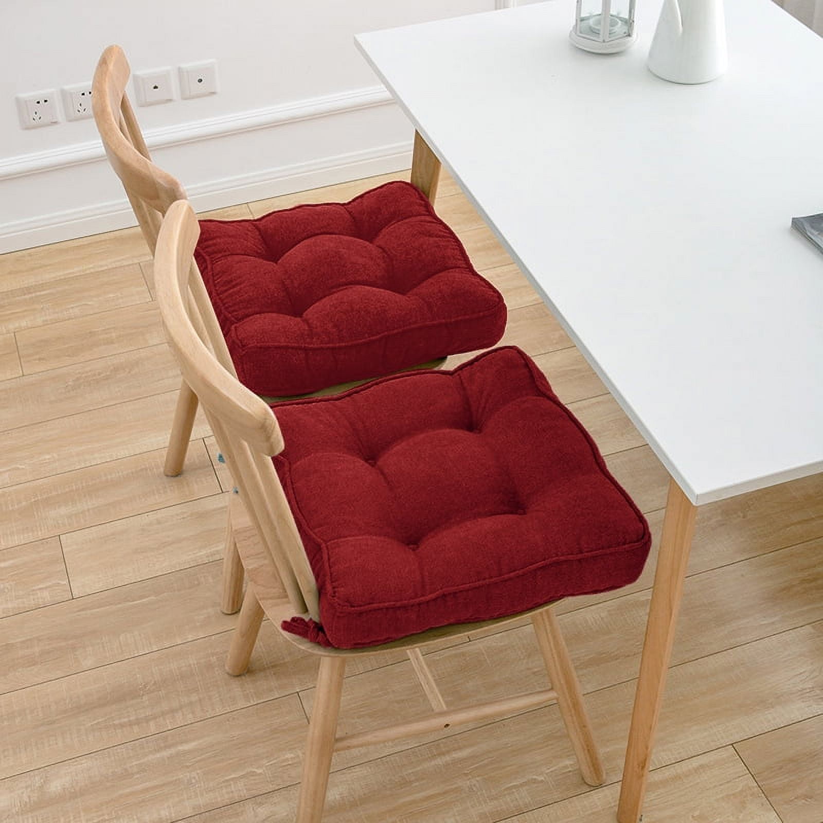 Wehilion Non-Slip Dining Chair Cushion Seat Pads, Removable, Red, 2 ...