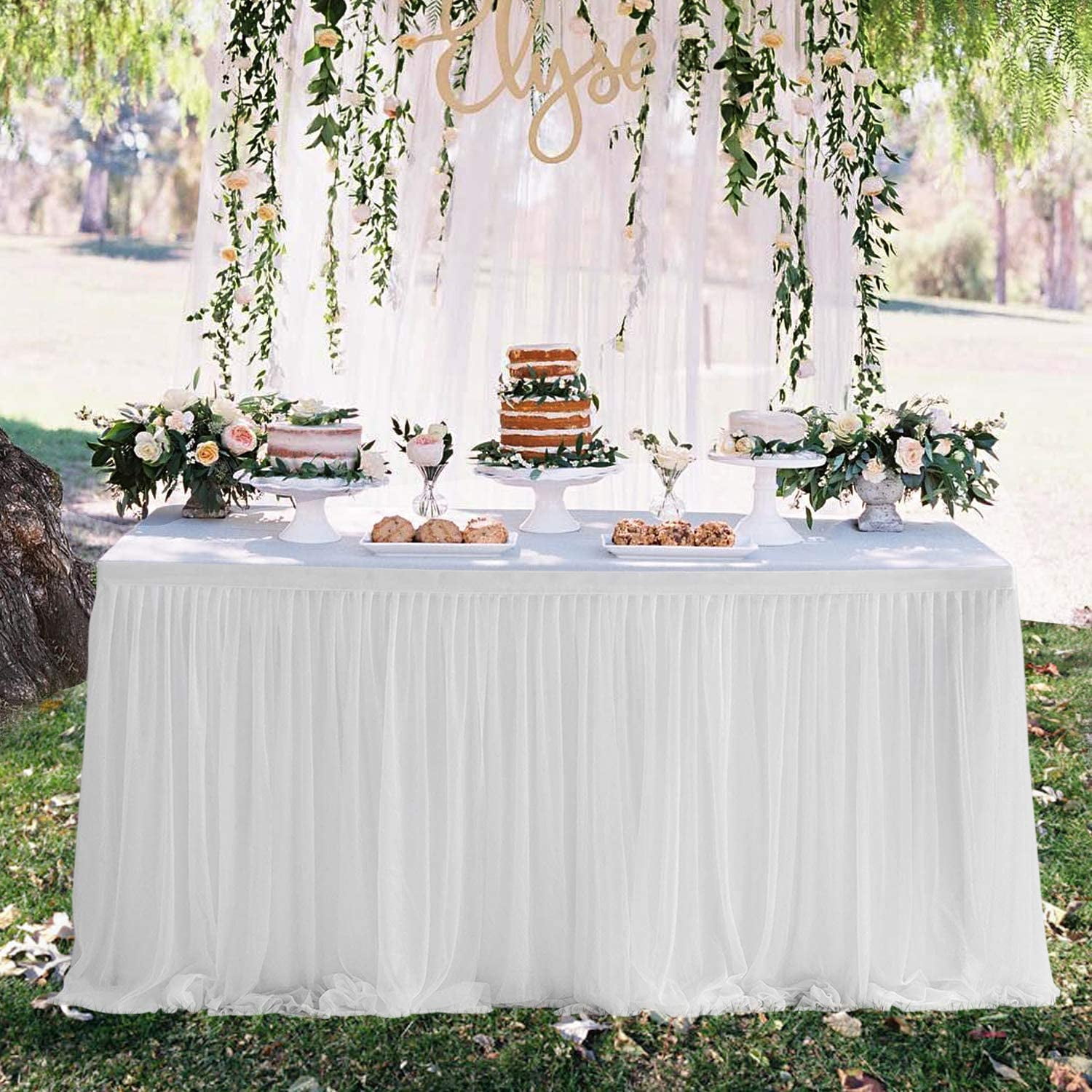 Wehilion Table Skirts for Rectangle Tables or Round Table Tulle ...