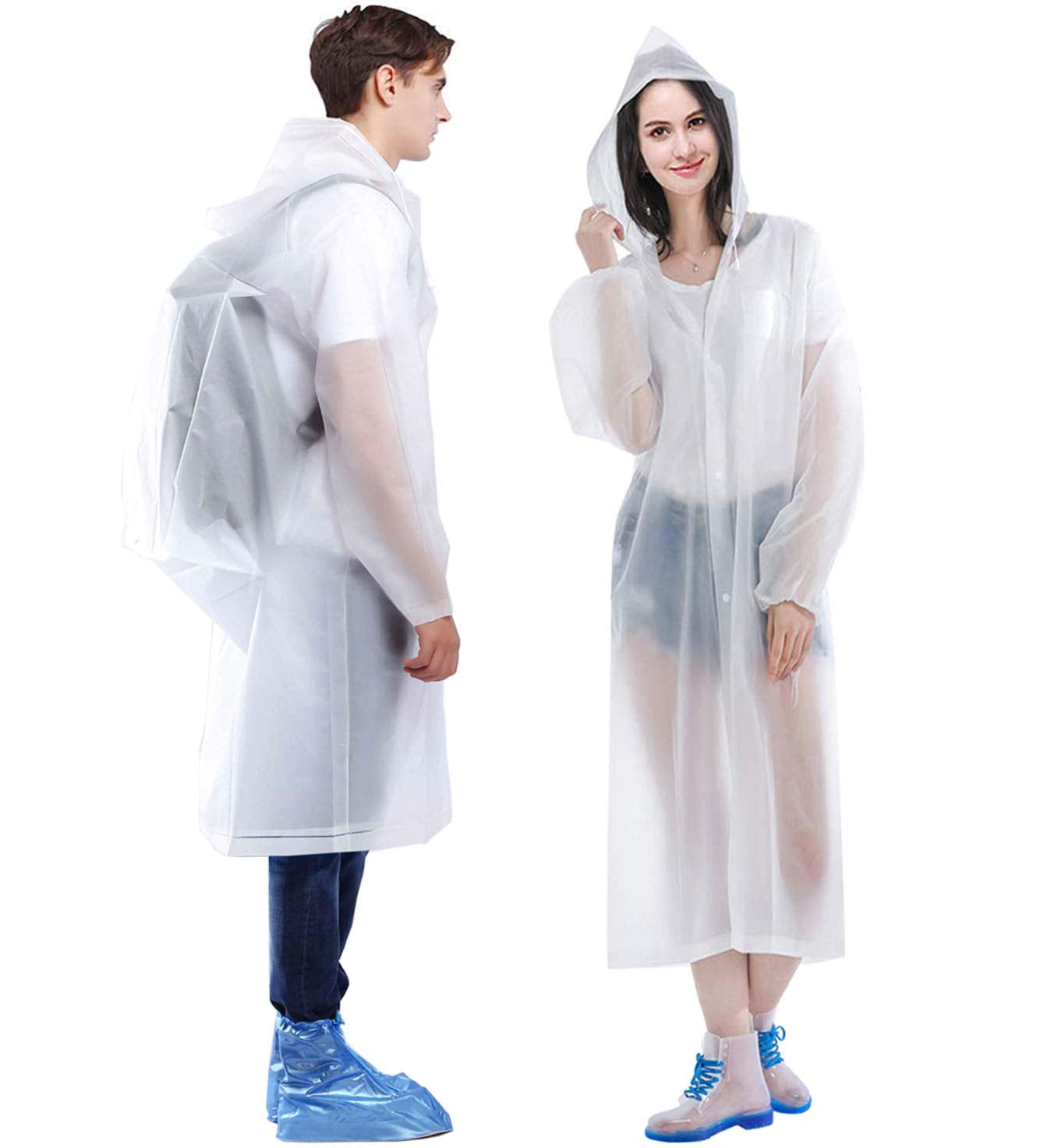 Wehilion Waterproof Jacket Clear EVA Raincoat Rain Coat Hooded Poncho ...