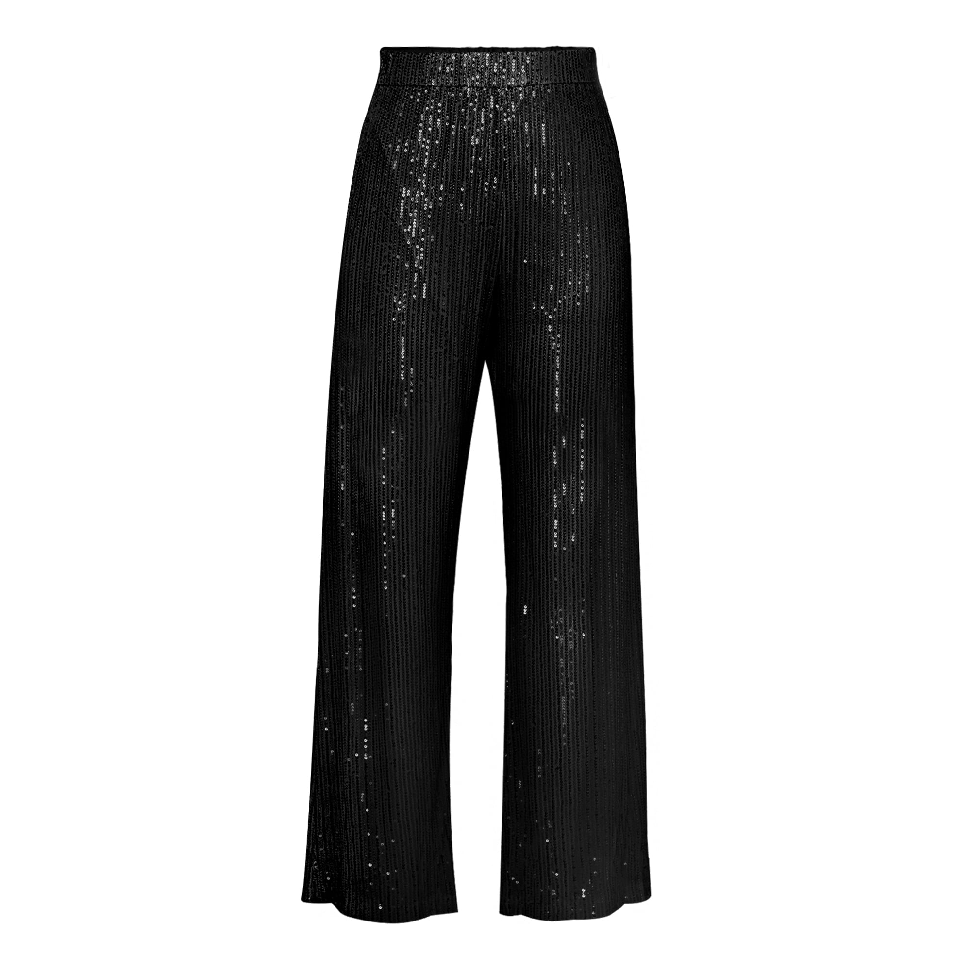 Wehilion Women High Waist Sequin Pants Wide Legs Glitters Trousers ...