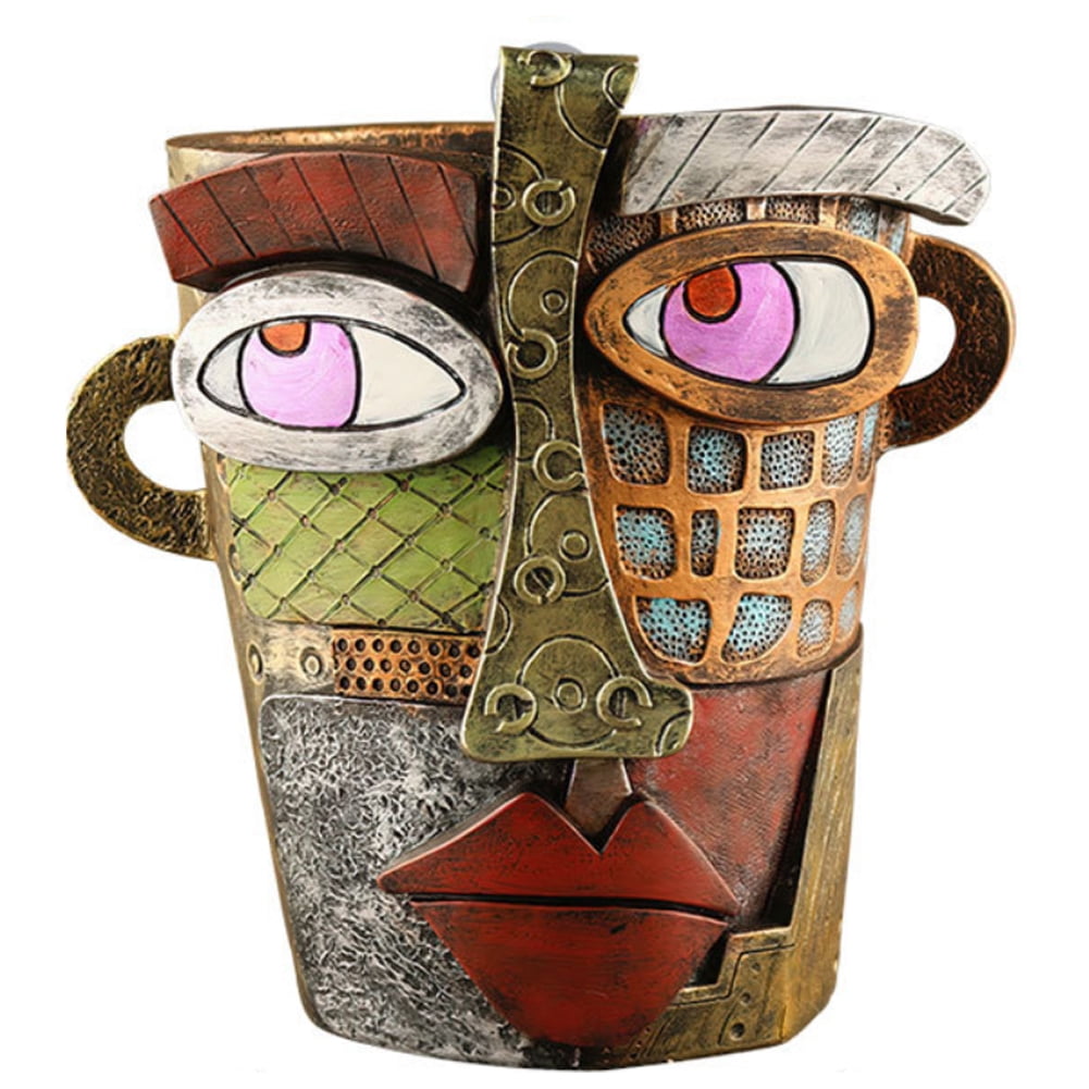 WeiDKF Handmade Brutalist Beauty Face Flower Pot Resin Abstract Head ...